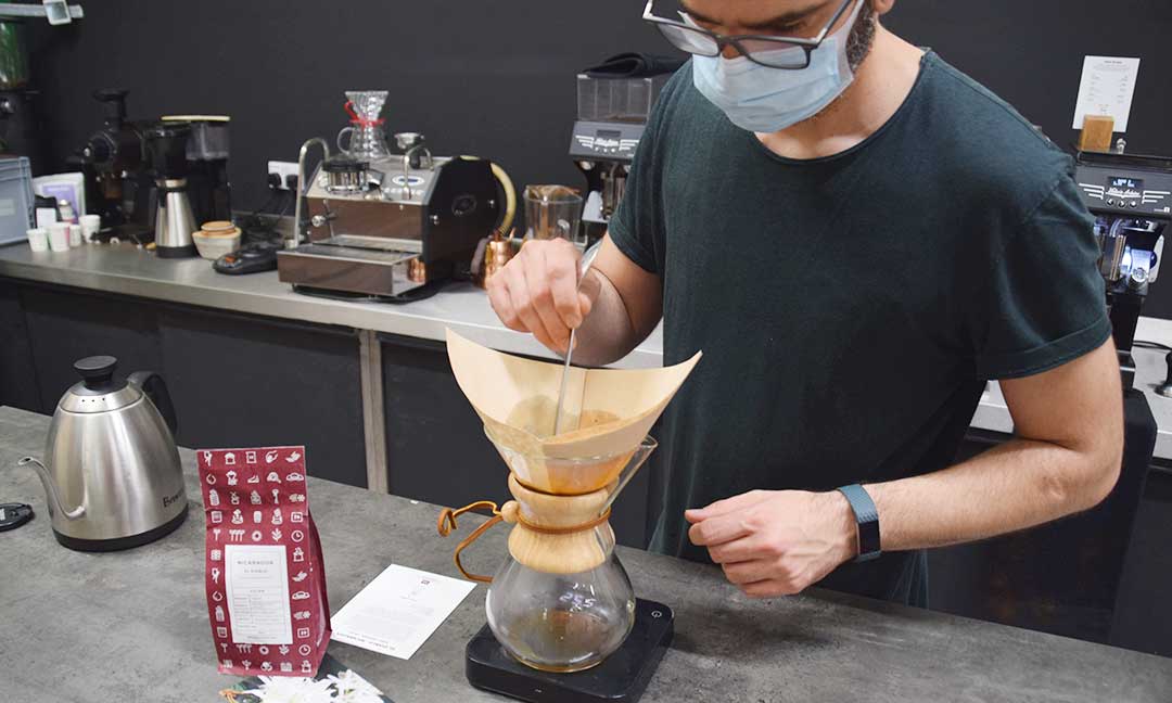 making coffee at work